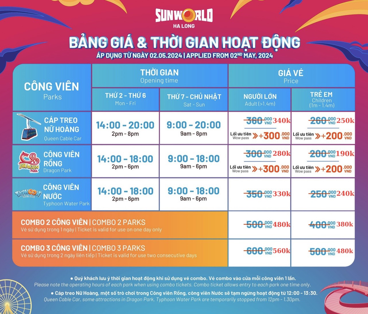 Bảng giá vé Sunworld Hạ Long Park 2024 - Đại Lý vé Sunworld Hạ Long Park
